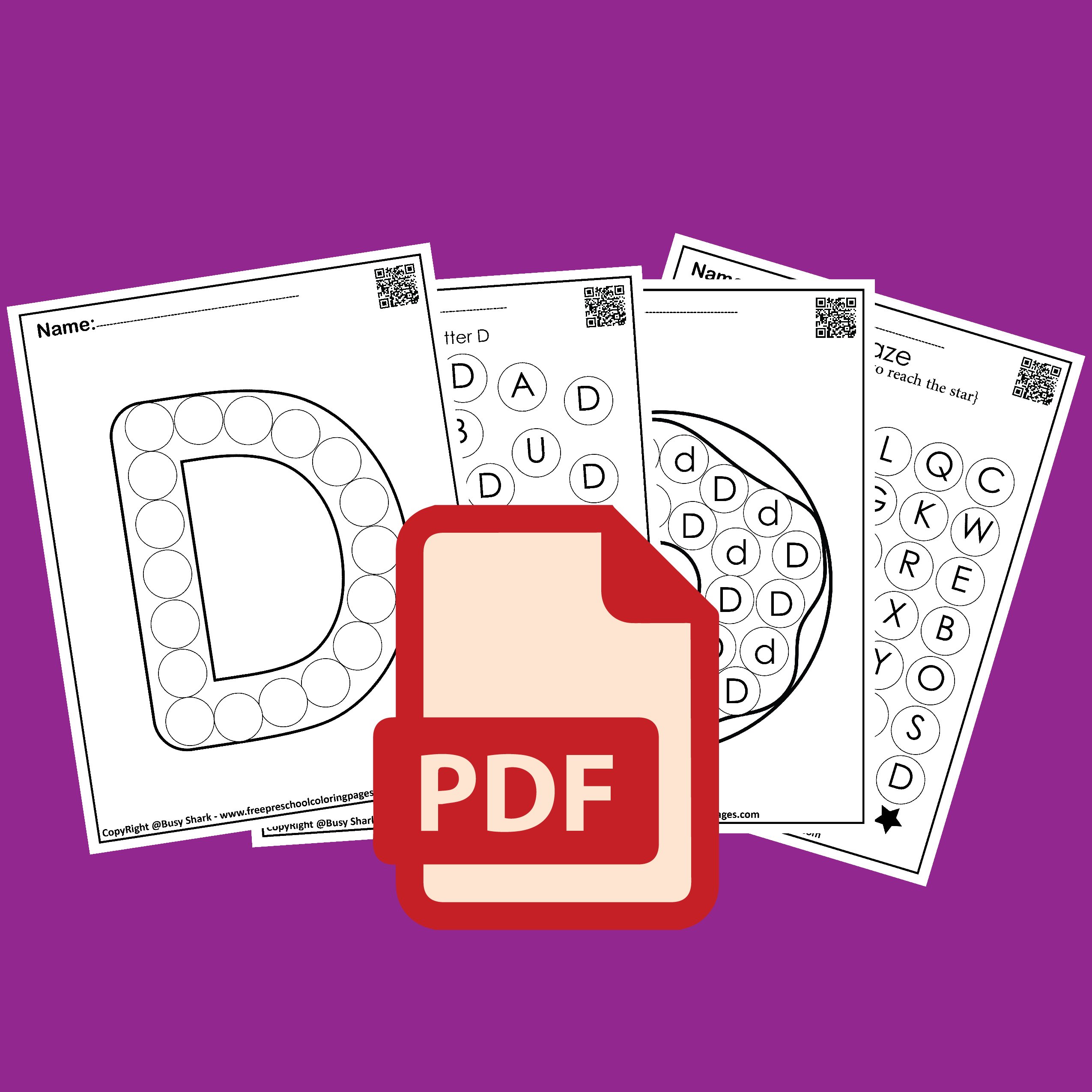 Letter D do a dot marker preschool coloring book