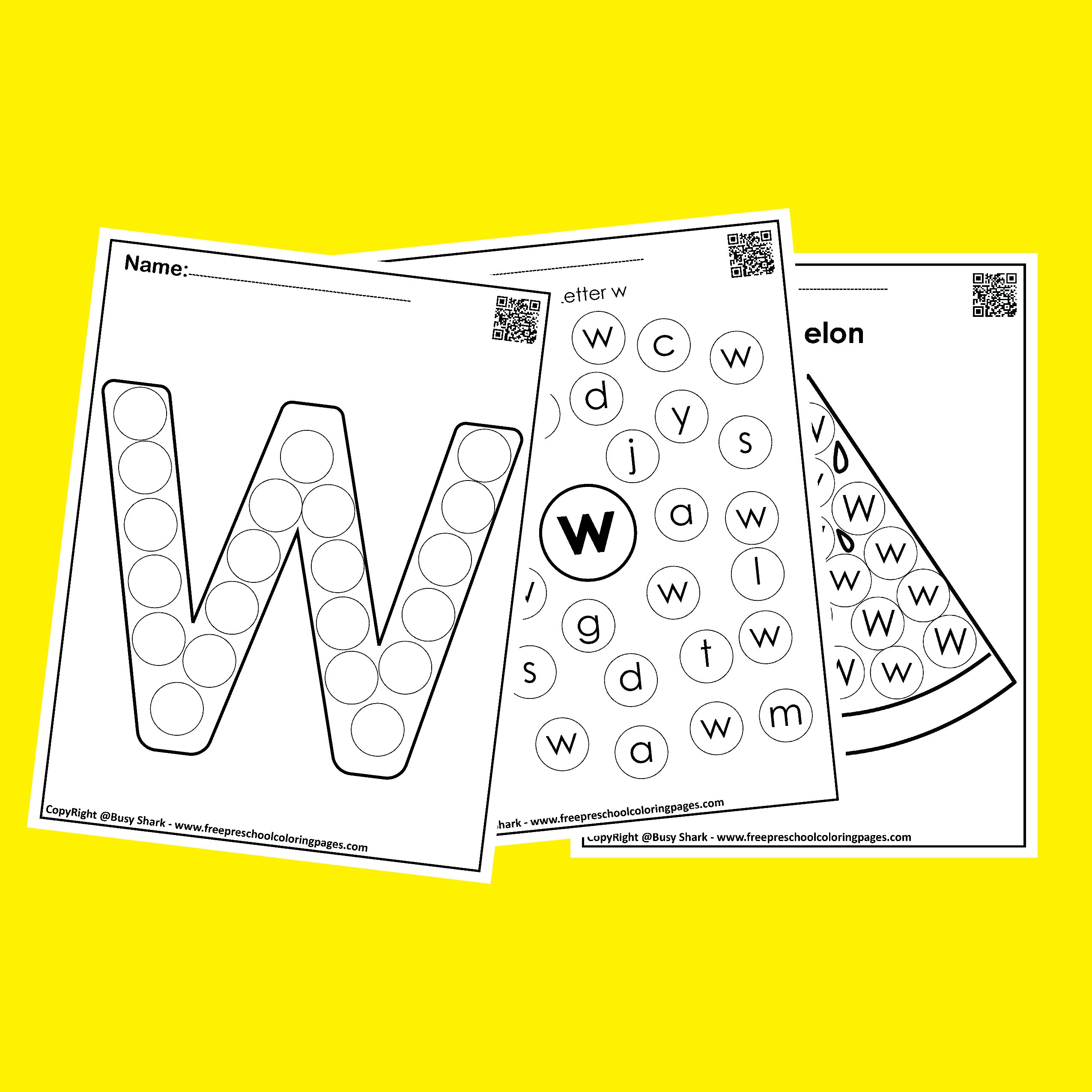 Letter W do a dot marker preschool coloring book
