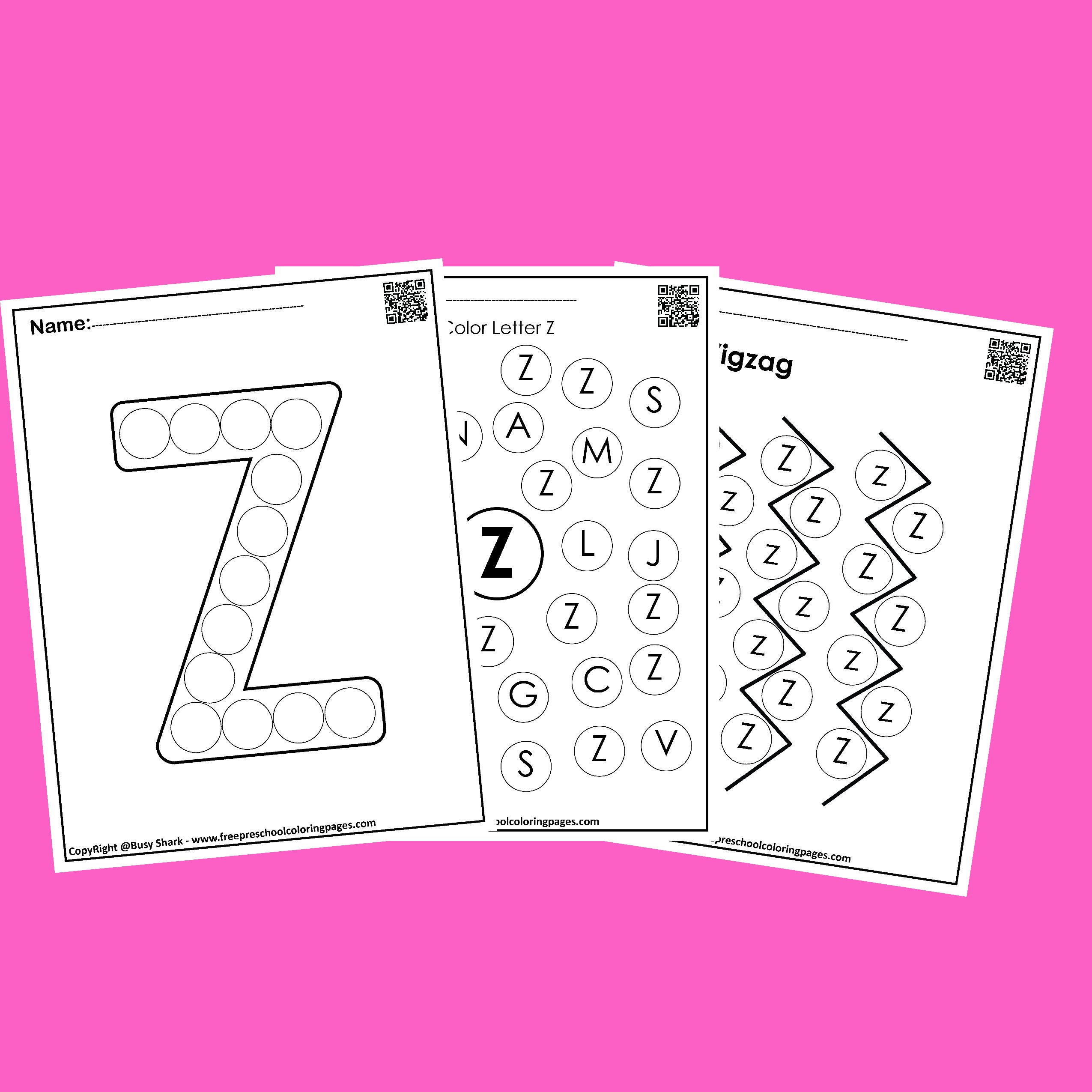 Letter Z do a dot marker preschool coloring book