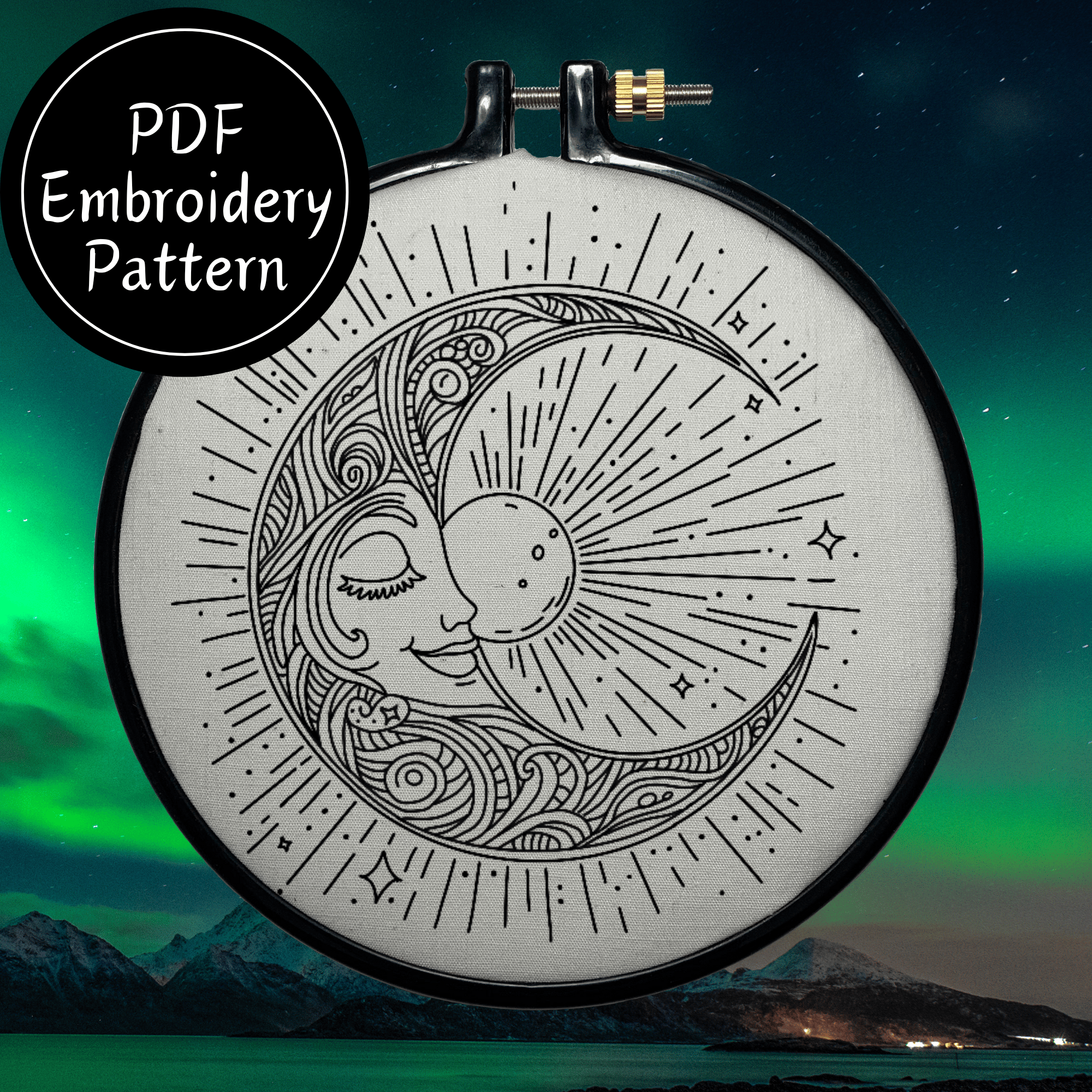 Bohemian Sun And Moon Hand Embroidery Pattern DIY Embroidery - Payhip