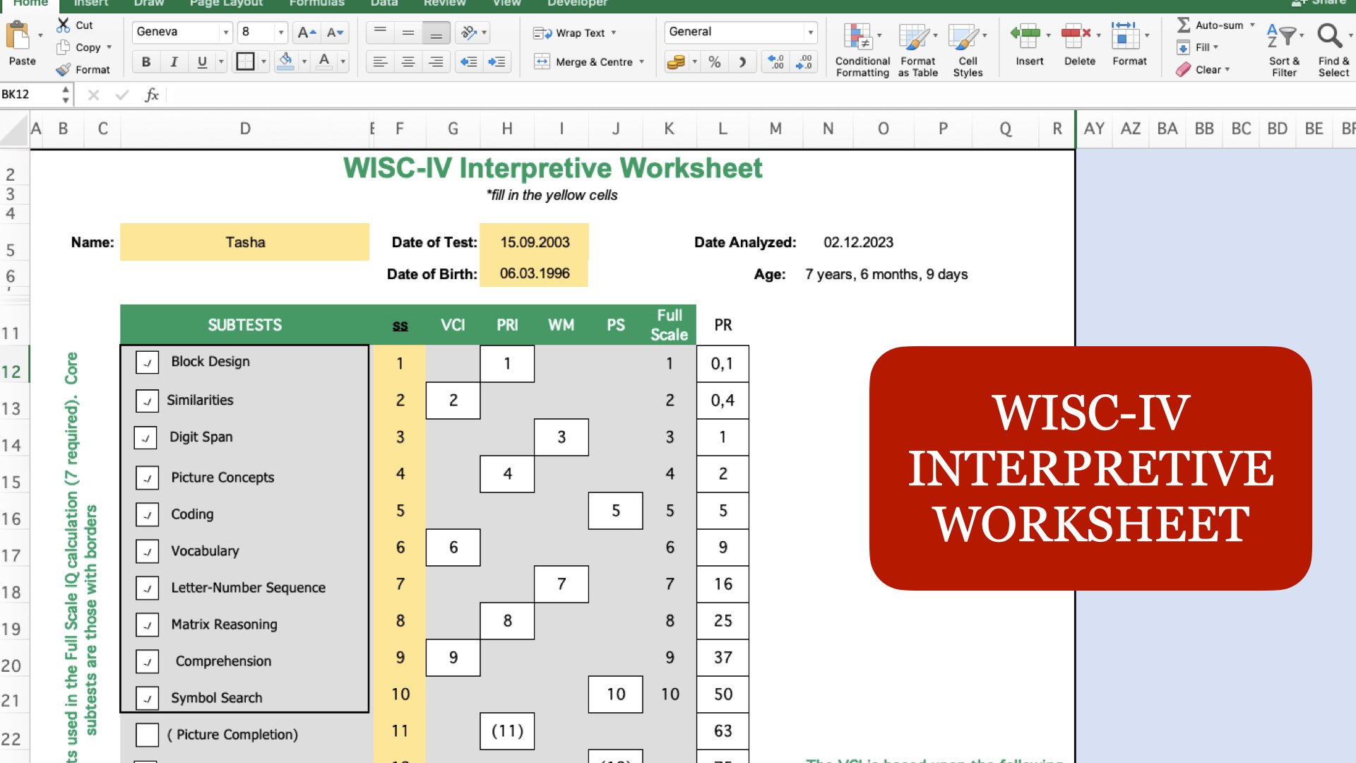 WISC-IV (Wechsler Intelligence Scale for Children - IV) - Interpretive ...