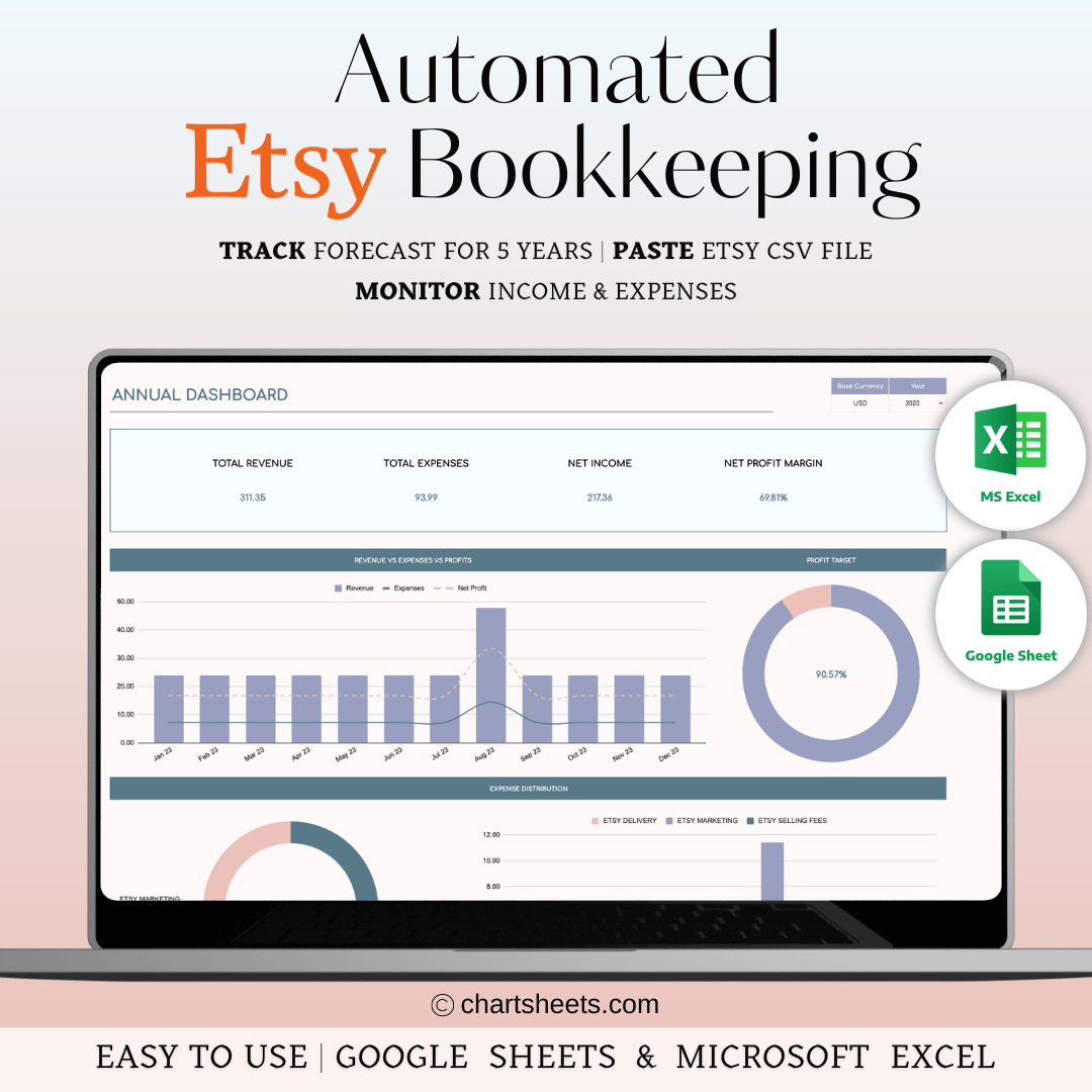 Premium Etsy Sellers Bookkeeping Spreadsheet in Excel And Google Sheets ...