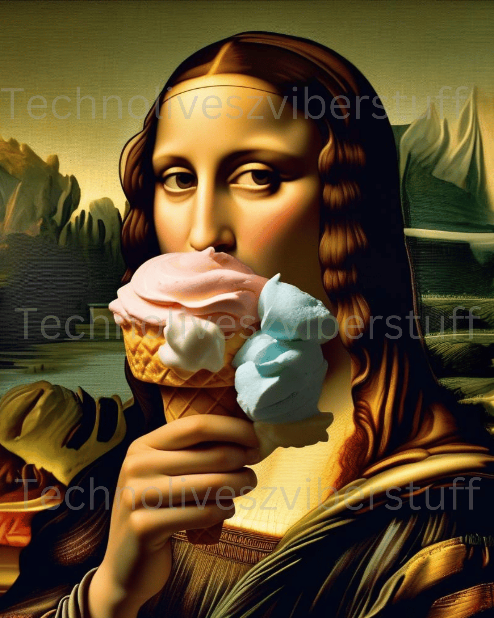 Mona Lisa eating an ice cream cone - Payhip