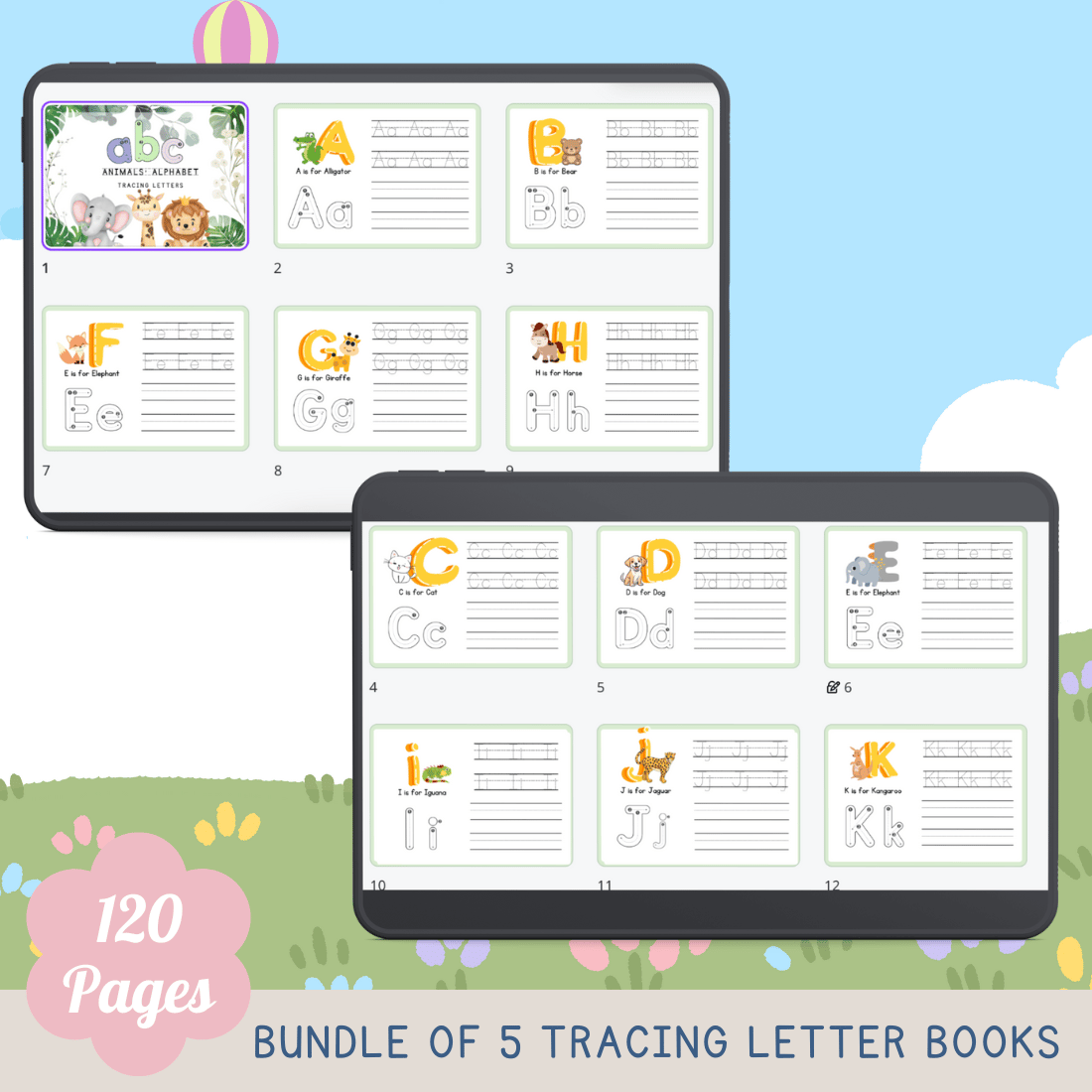 Bundle of 5 Tracing Letter Books Printable, Kindergarten Alphabet ...