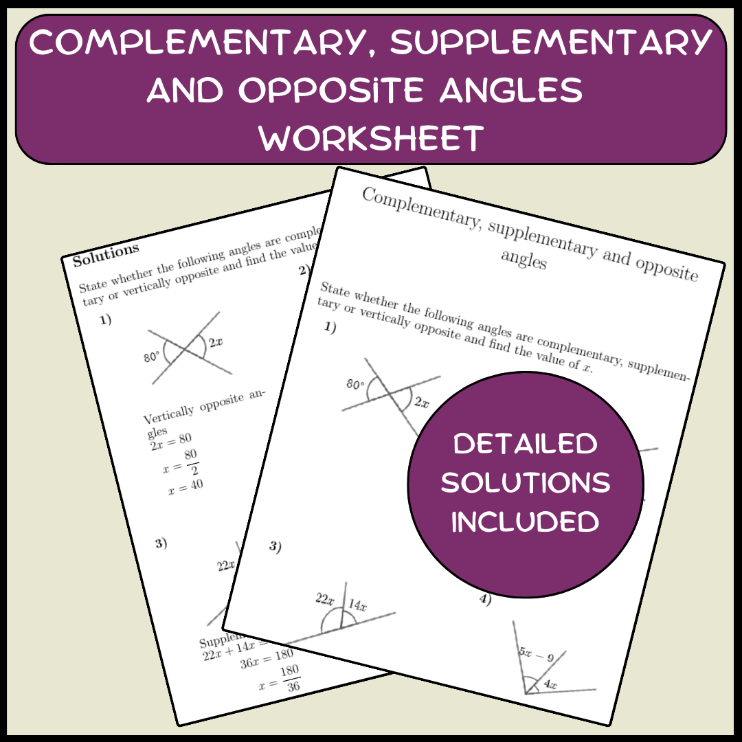 Parallel, Perpendicular and Intersecting Lines Worksheet (with solutions)
