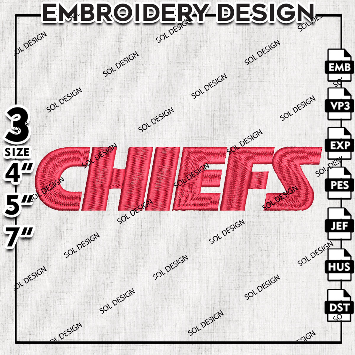Kansas City Chiefs Wordmark Logo Embroidery Designs, NFL Chiefs , NFL ...