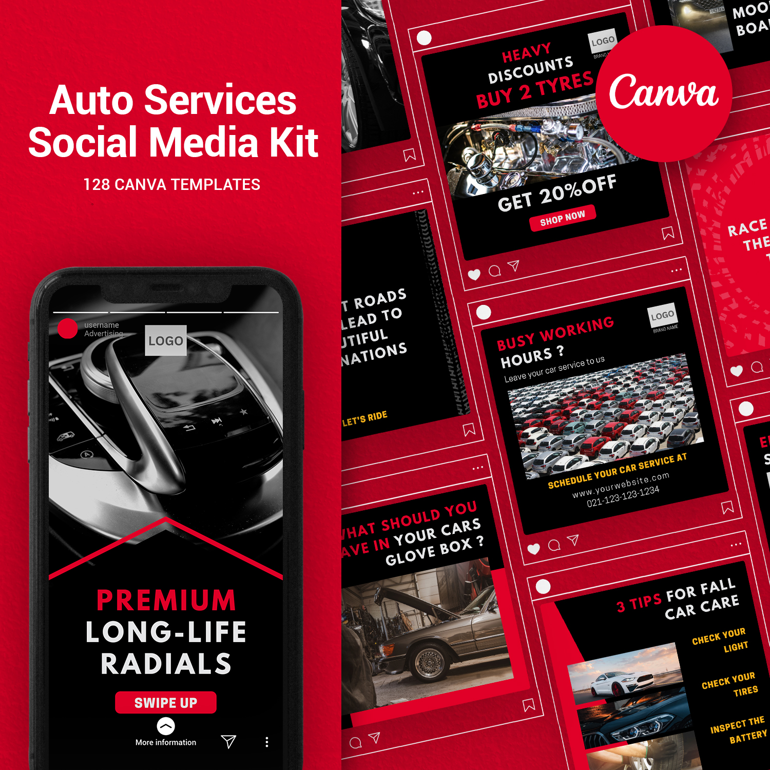 Automotive Instagram Post Template | Instagram Highlight Covers for Auto Services - Payhip
