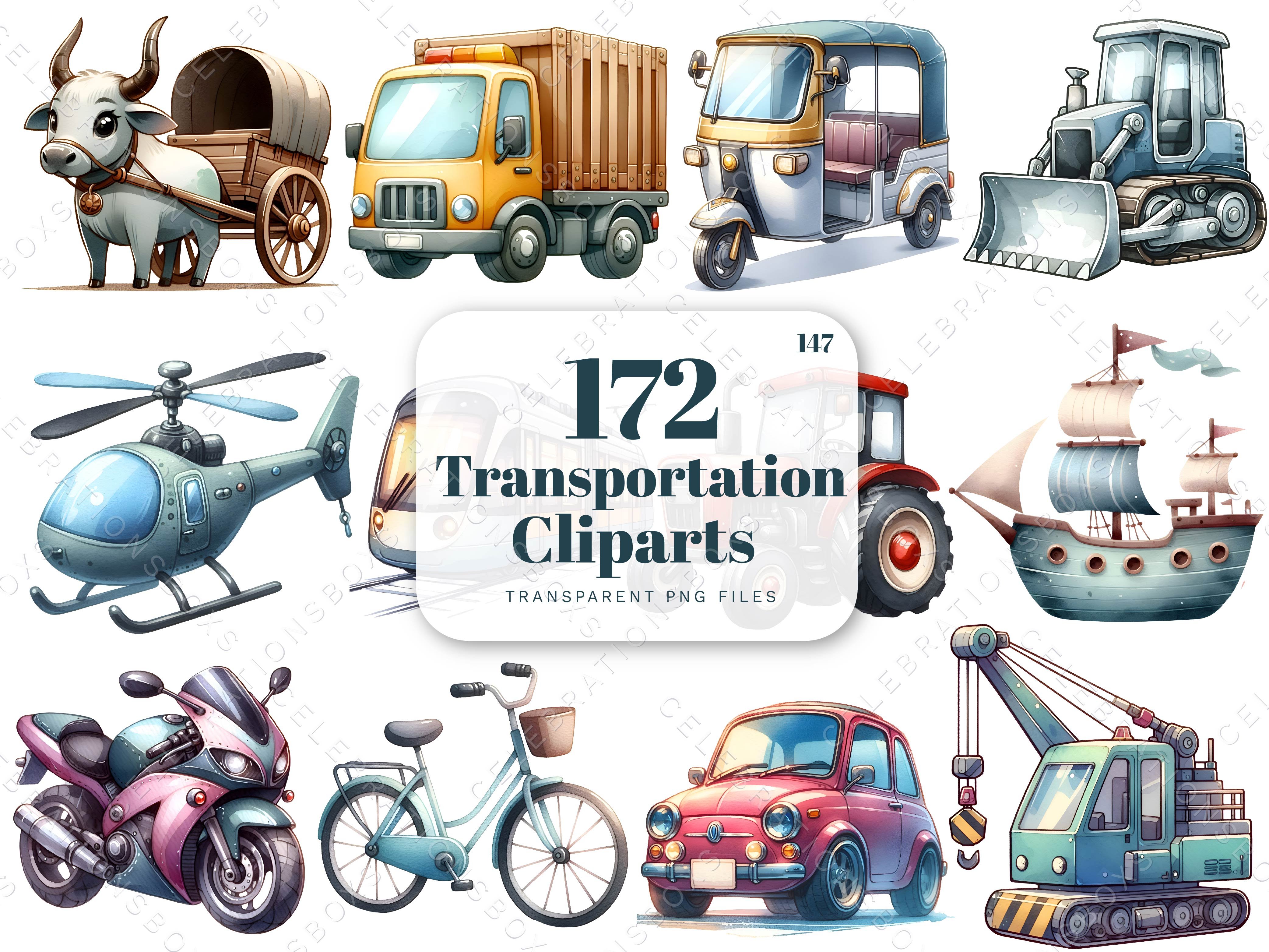 Watercolor Transport Clipart | 147 - Payhip