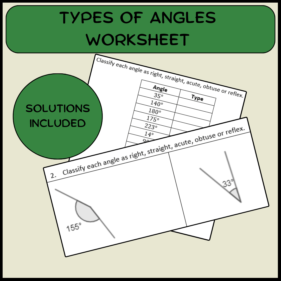 Types Of Angles Worksheet Classifying Angles Worksheets