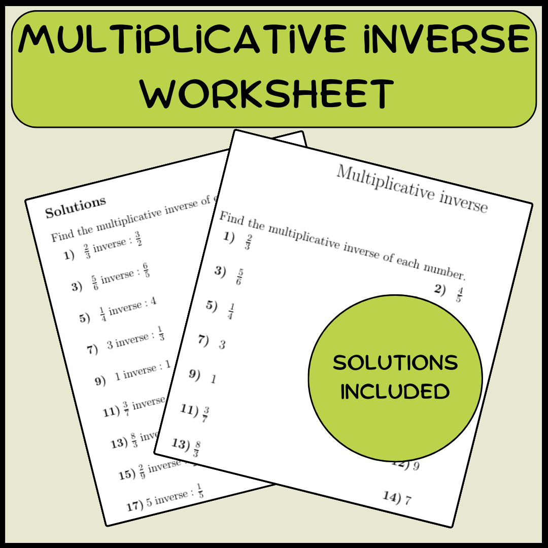 Multiplicative inverse worksheet (with solutions)