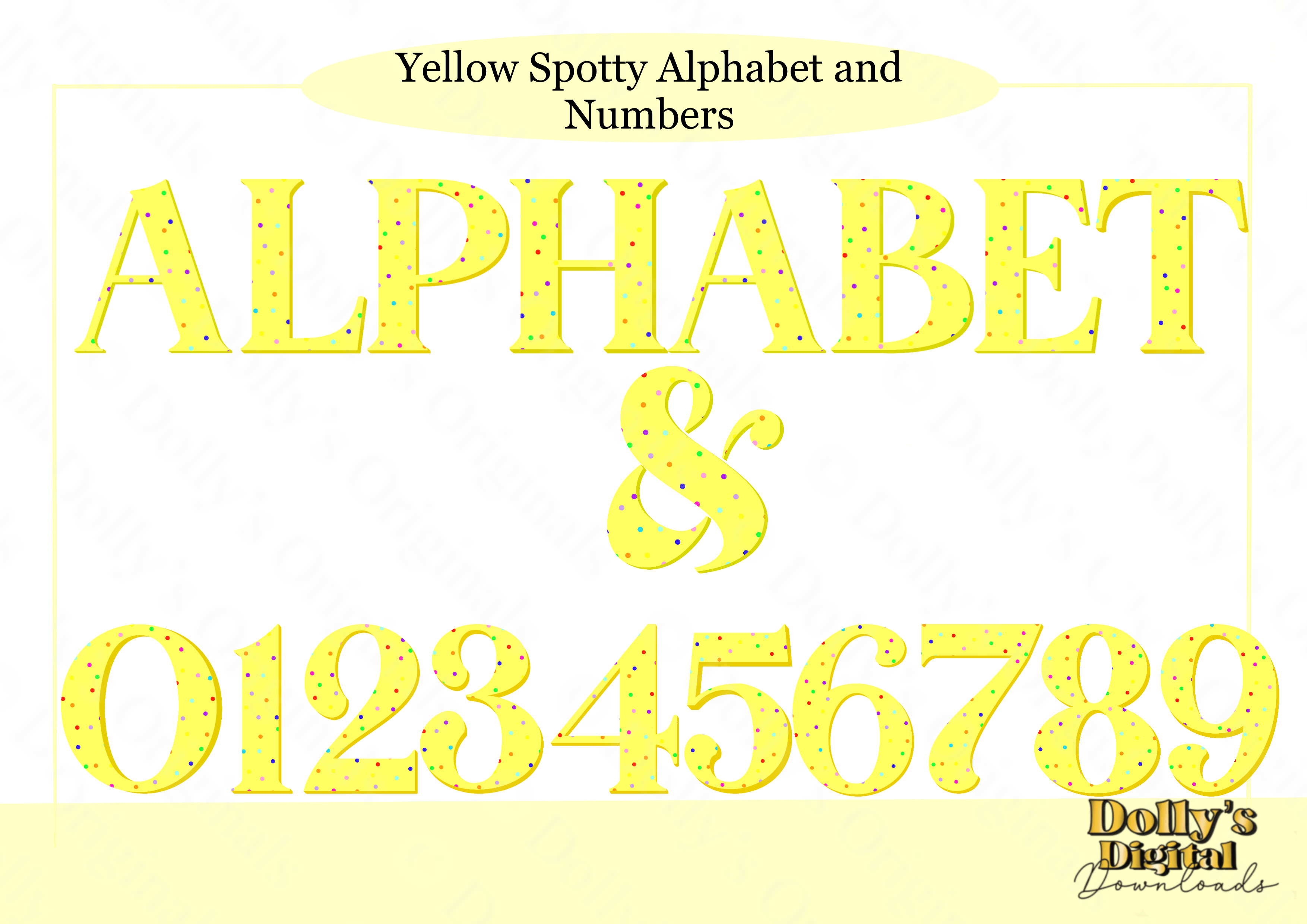 Yellow Spotty Alphabet and Numbers - Payhip