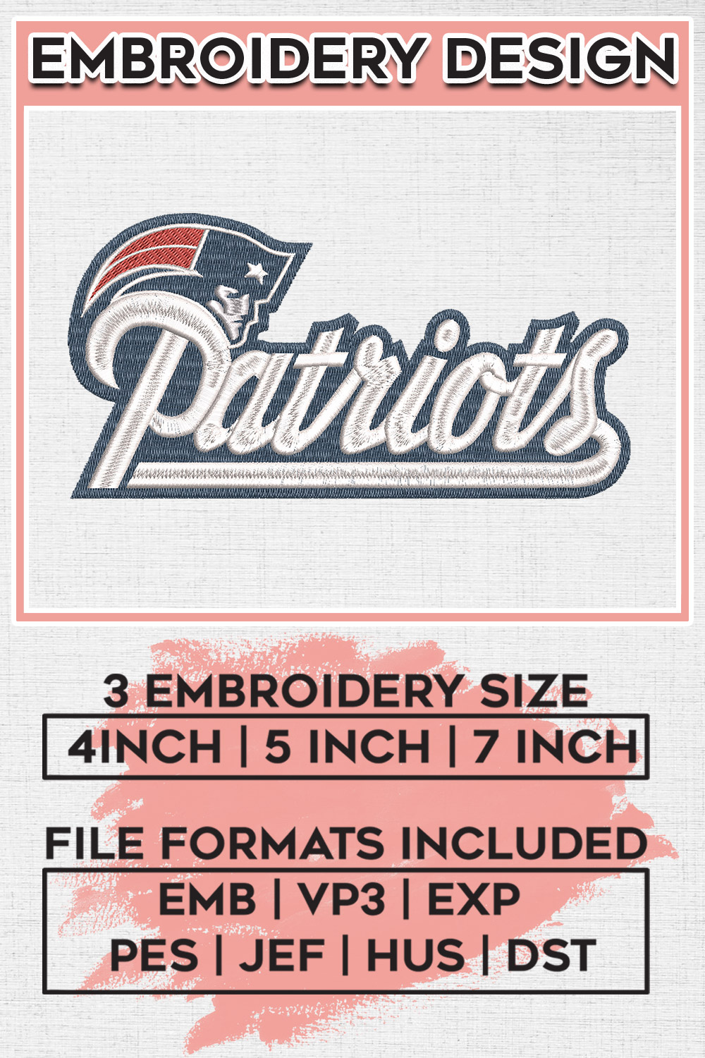 New England Patriots Wordmark Logo Embroidery Designs, NFL Patriots ...