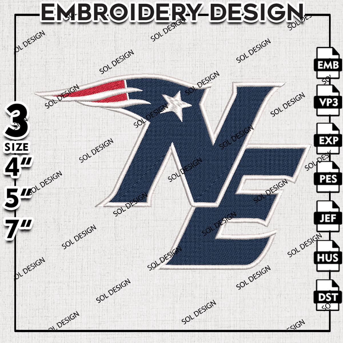 New England Patriots Machine Embroidery Design Files, NFL Patriots, NFL ...