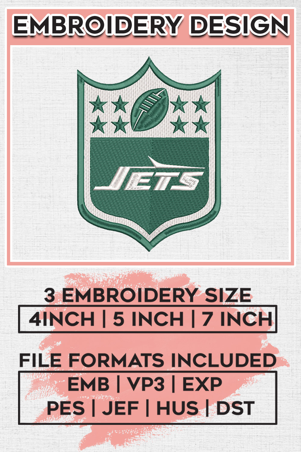 NFL New York Jets Machine Logo Embroidery Designs, NFL Jets, NFL Logo ...