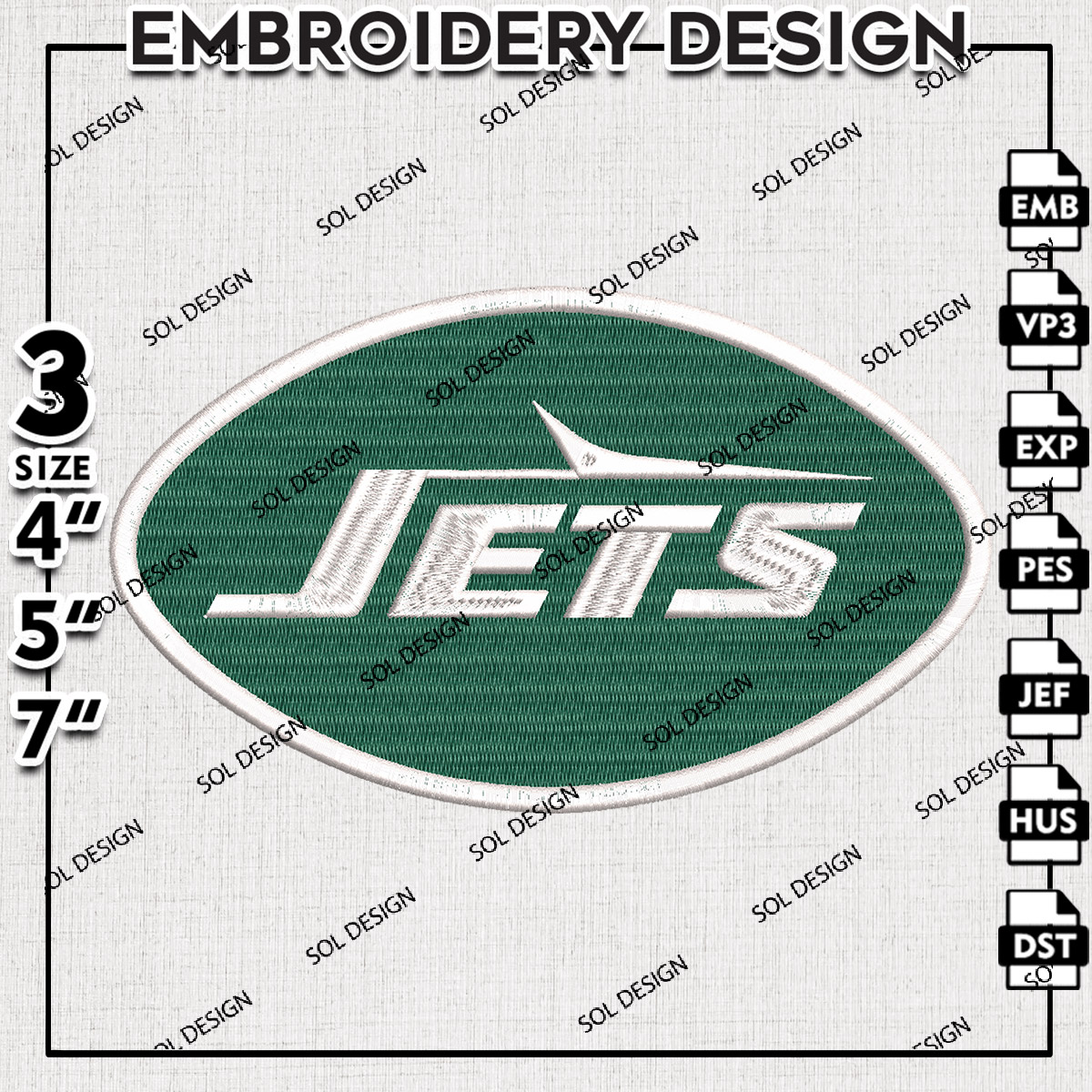 NFL New York Jets Logo Embroidery Design Files, NFL Jets, NFL Logo ...