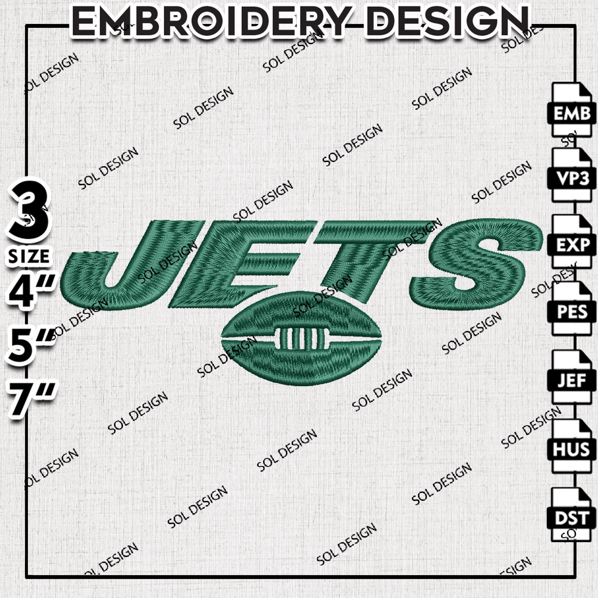 NFL New York Jets Wordmark Logo Embroidery Design Files, NFL Jets, NFL ...