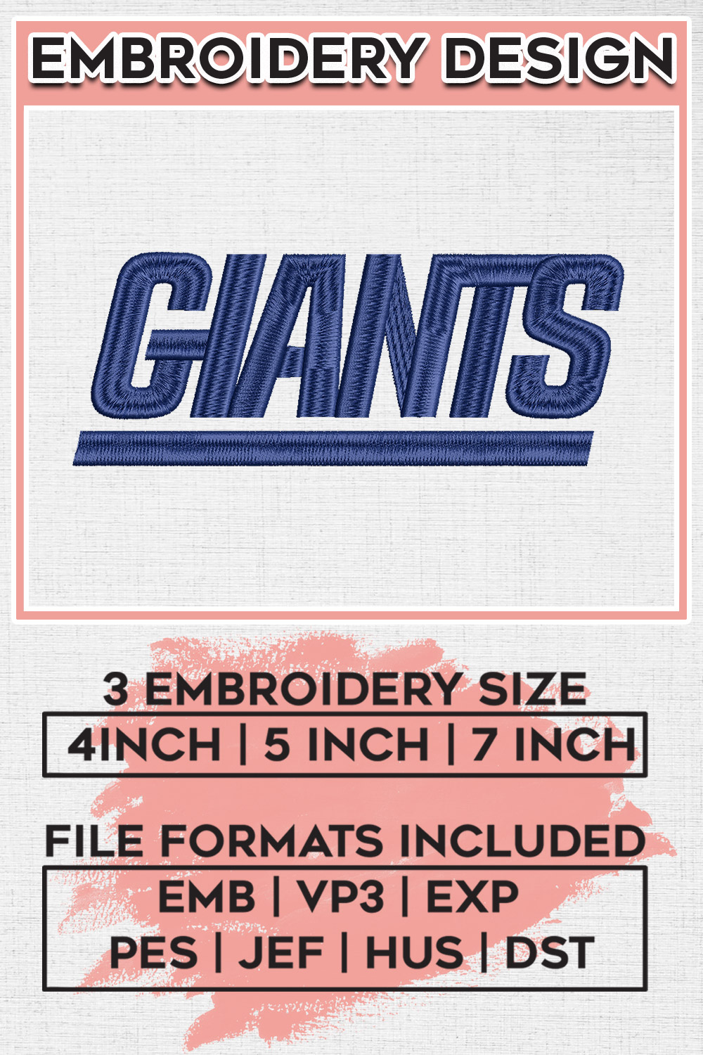 New York Giants Wordmark Embroidery Designs, NFL Giants, NFL Logo ...