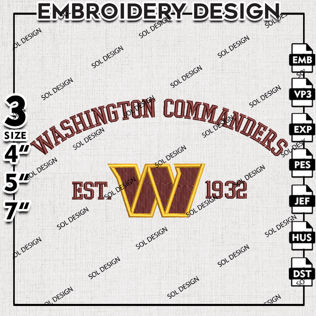 NFL Washington Commanders Est 1932 Embroidery Designs, NFL Commanders ...