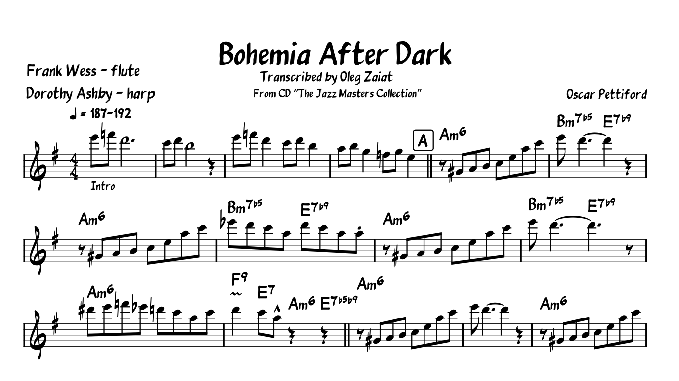 Frank Wess, Dorothy Ashby - Bohemia After Dark, tenor sax ...