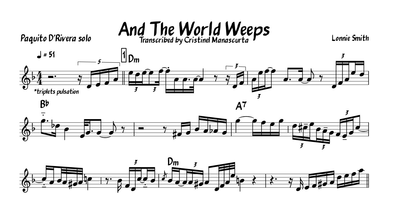 Paquito D'Rivera - And The World Weeps, piano - Payhip