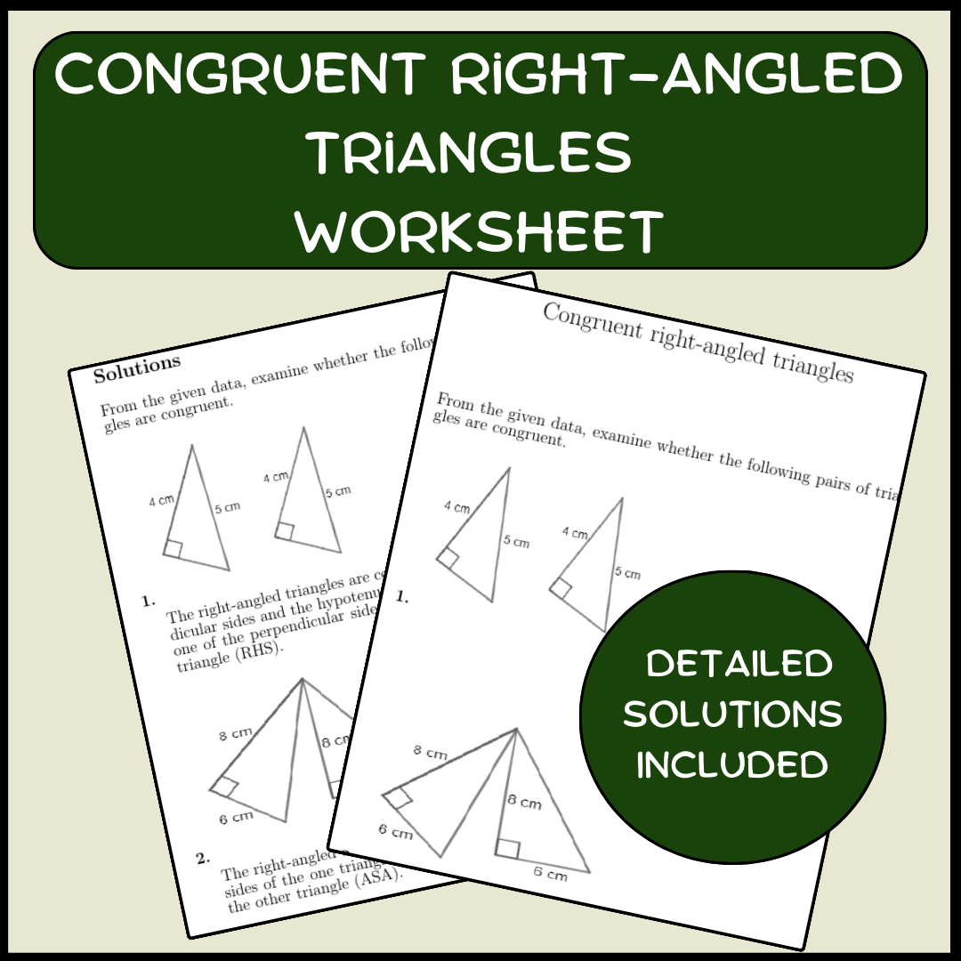 Congruent right-angled triangles worksheet (with solutions)