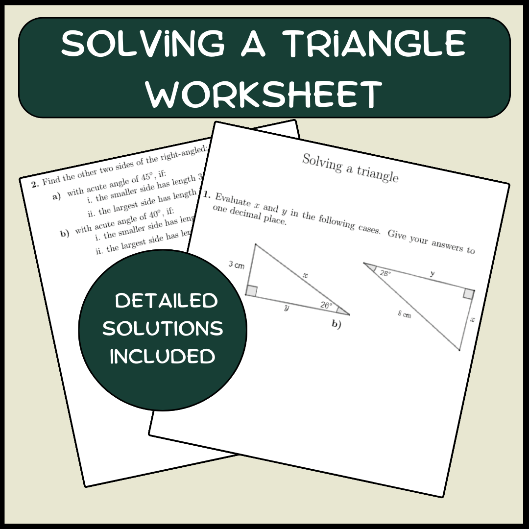 Solving a triangle worksheet (with solutions)