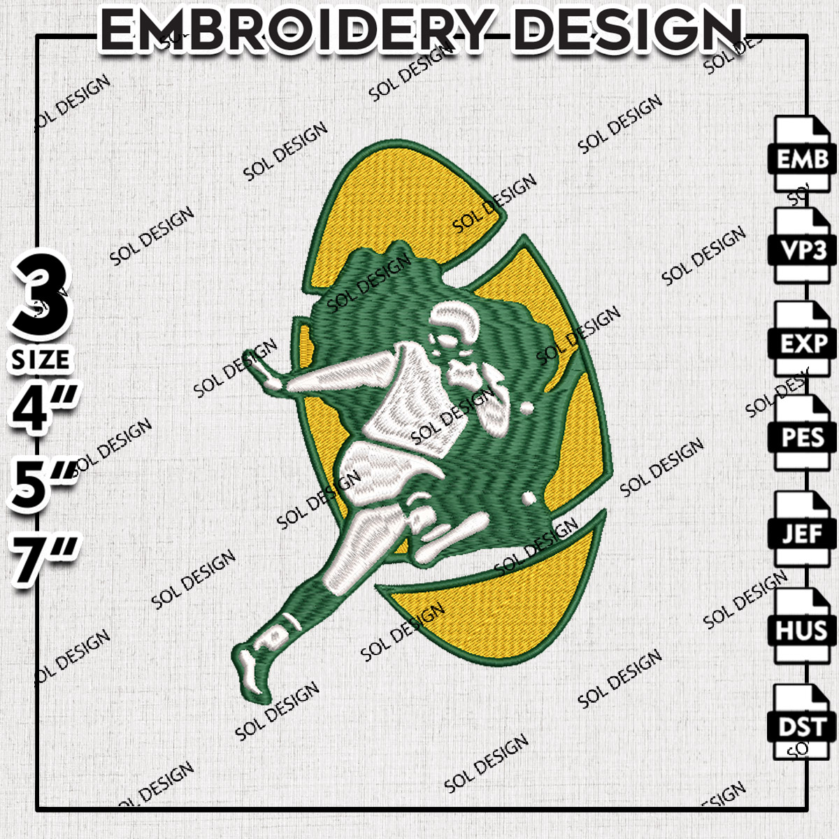 Green Bay Packers Logo Embroidery Designs, NFL Packers, NFL Embroidery ...