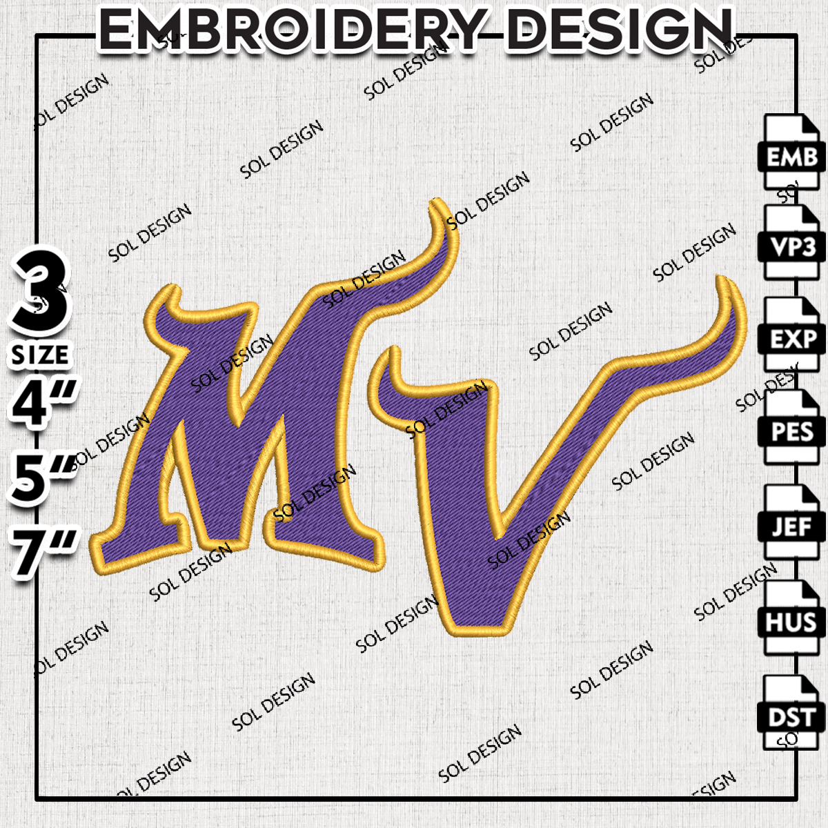 Minnesota Vikings Wordmark Logo Embroidery Designs, NFL Vikings, NFL ...