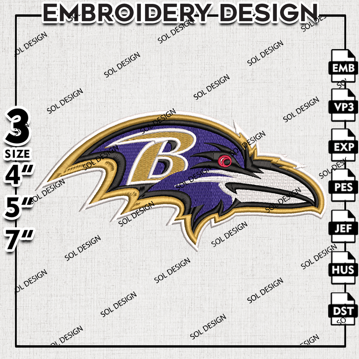 Baltimore Ravens Embroidery Designs, NFL Ravens, NFL Embroidery Designs ...