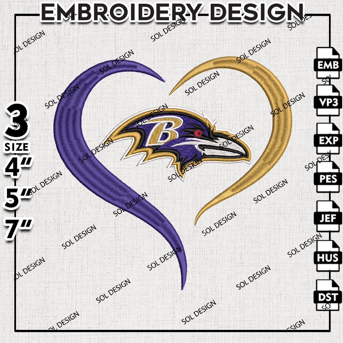 Baltimore Ravens Logo Embroidery Design Files, NFL Ravens, NFL ...