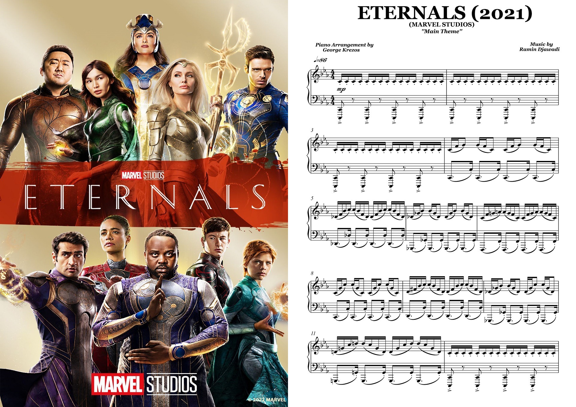 ETERNALS (MARVEL STUDIOS 2021) Main Theme - Ramin Djawadi (Piano Sheet ...