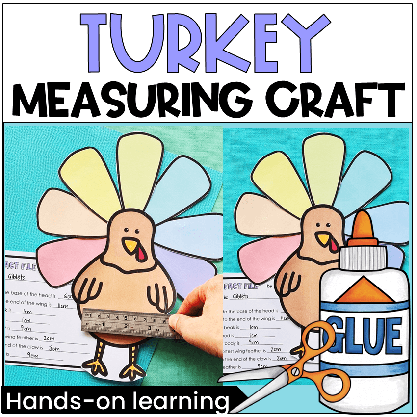 Turkey Measuring Math Craft Activity Fall Thanksgiving Measurement