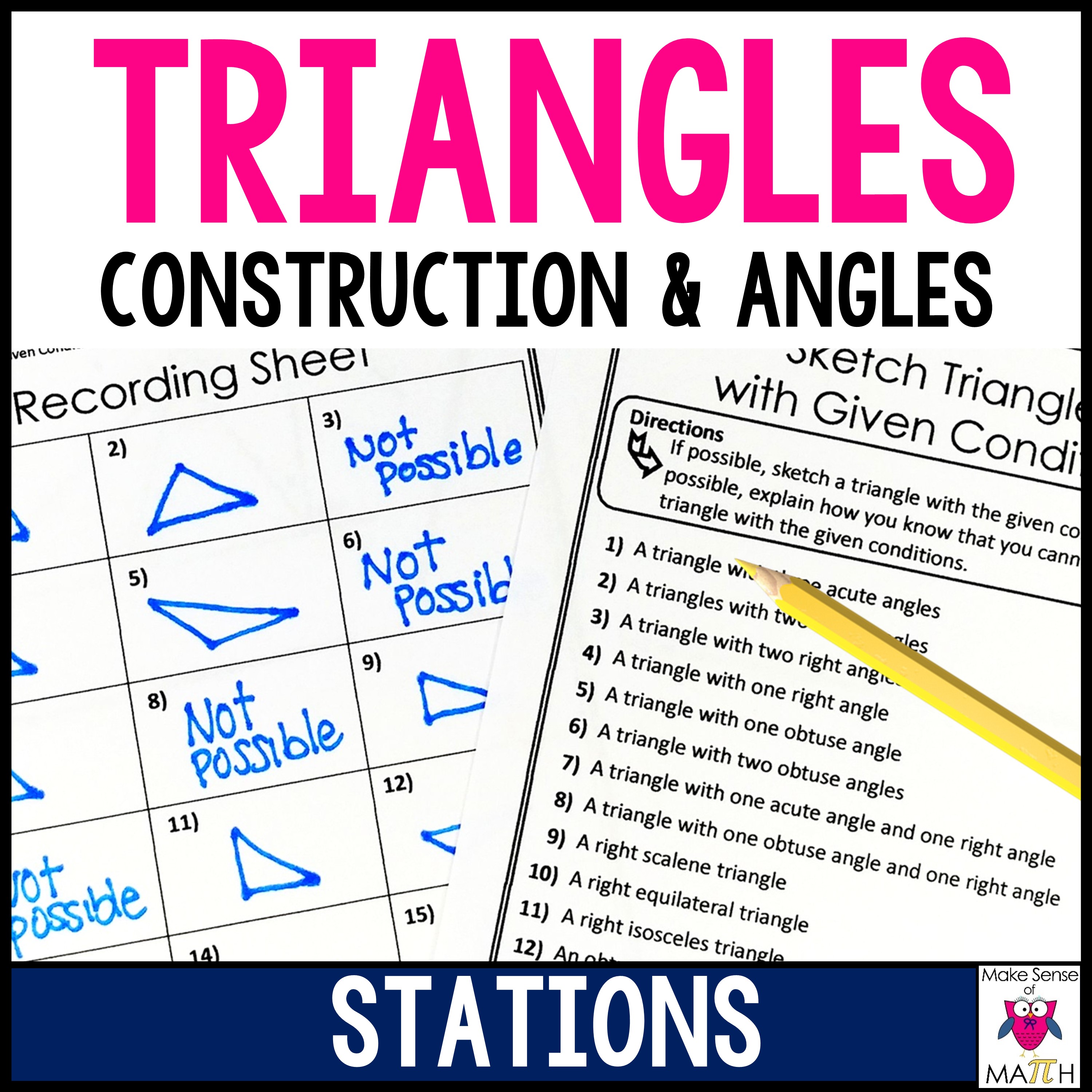 Triangles Stations Activity | Construction & Triangle Sum Theorem 7th ...