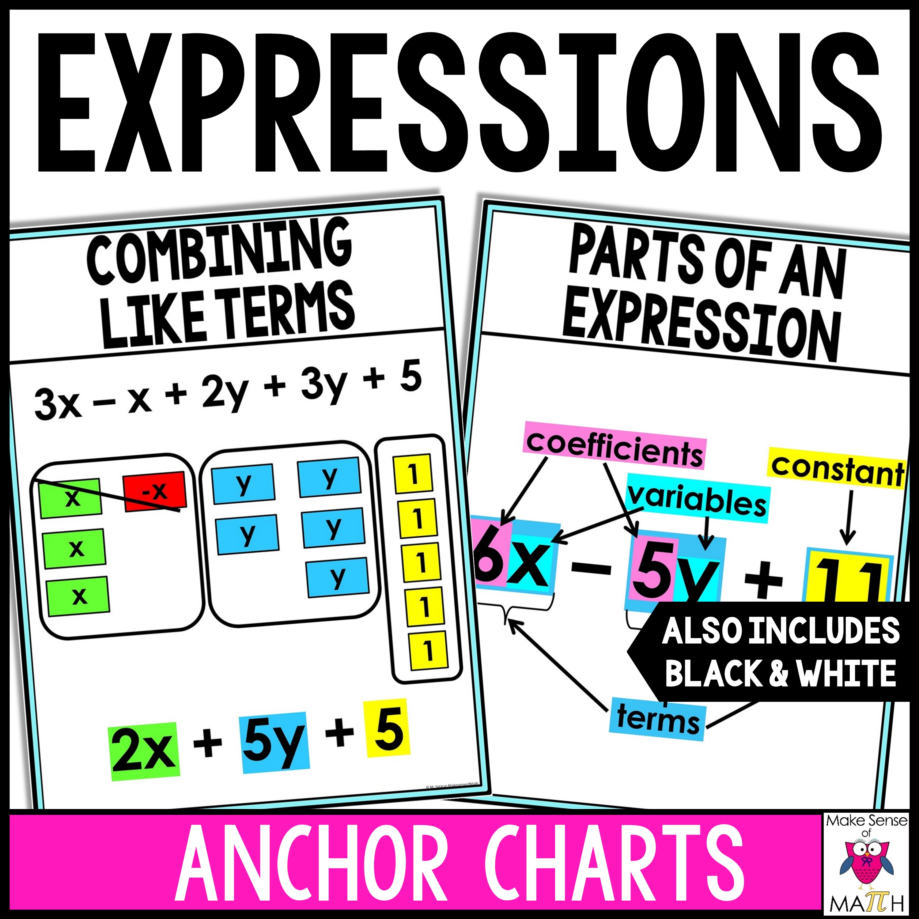 Christmas Math Coloring Worksheet - Simplifying Expressions & Solving ...