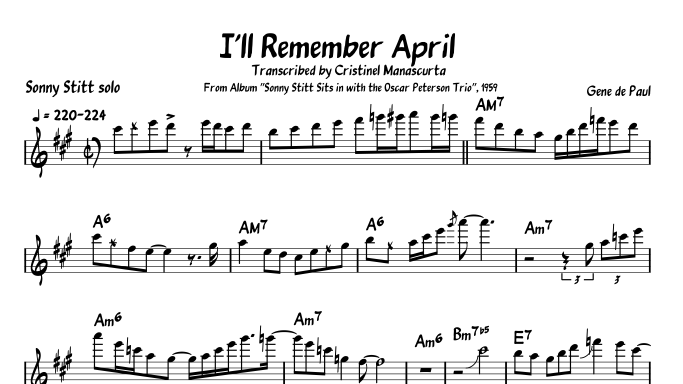 Sonny Stitt - I'll Remember April, tenor sax - Payhip