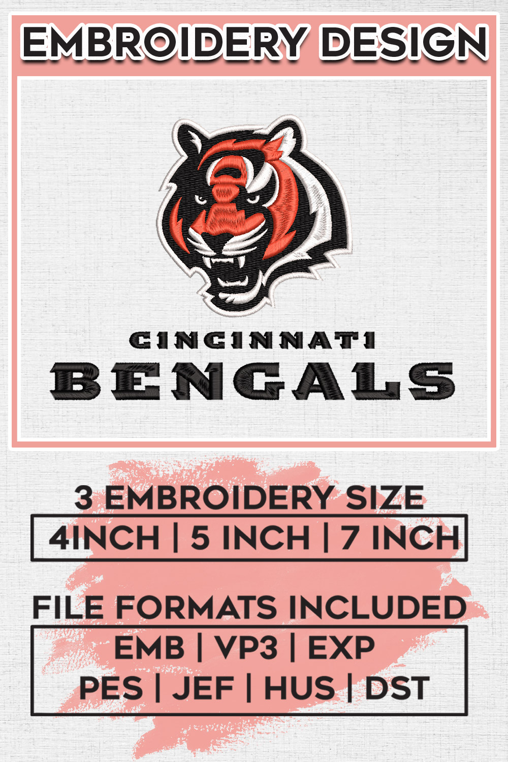 Cincinnati Bengals Logo Embroidery Designs, NFL Bengals, NFL Embroidery ...