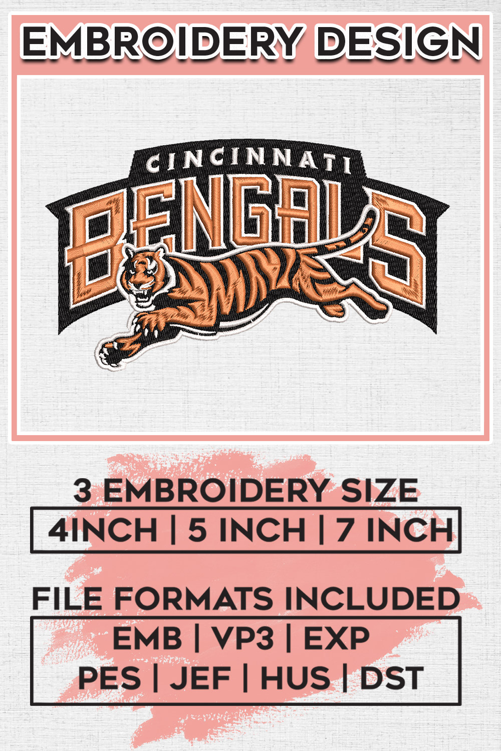 NFL Cincinnati Bengals Machine Embroidery Designs, NFL Bengals, NFL ...