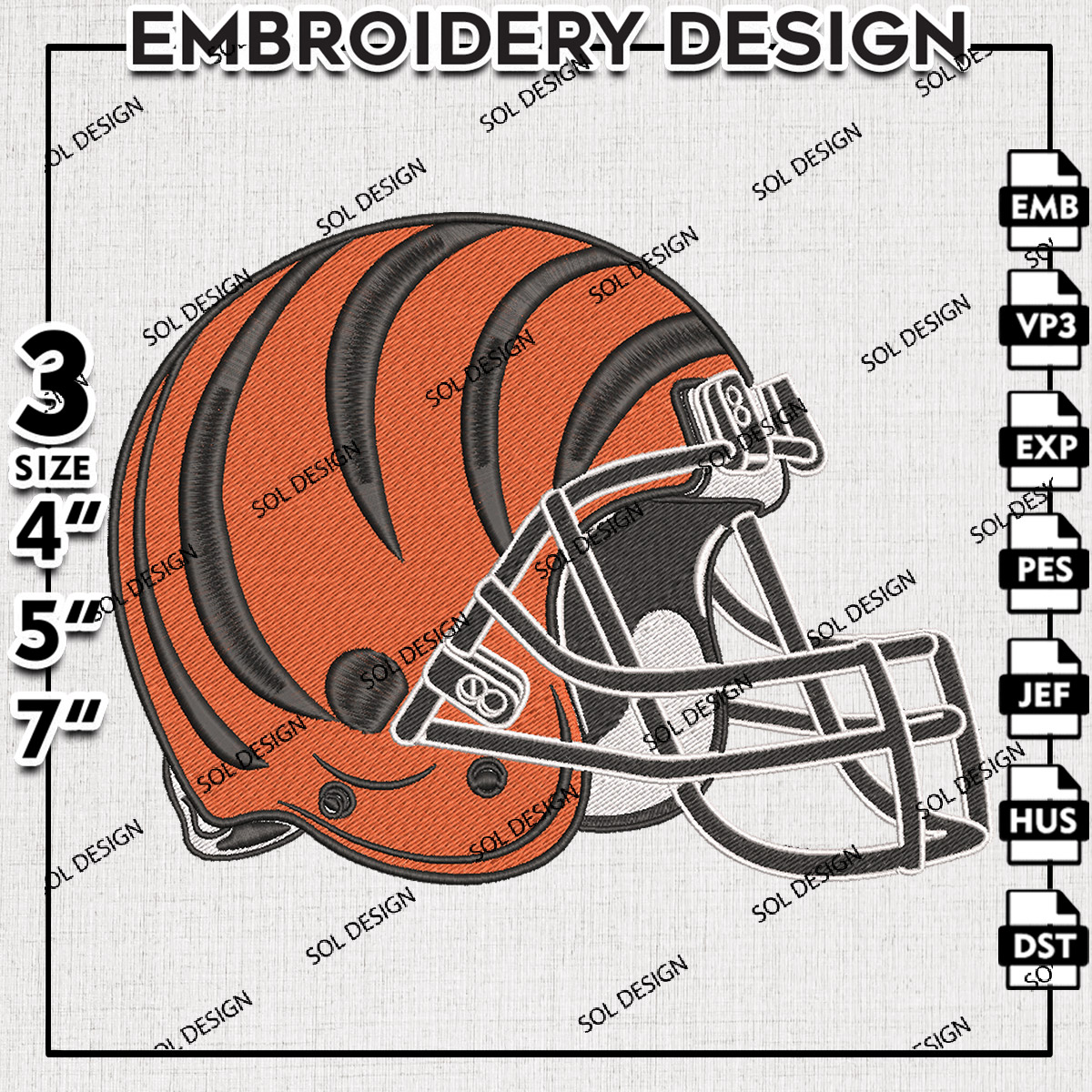 NFL Cincinnati Bengals Helmet Embroidery Designs, NFL Bengals, NFL ...