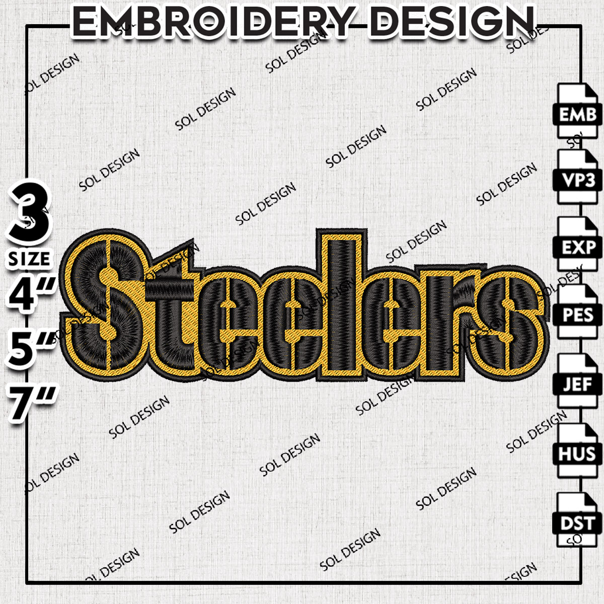 Pittsburgh Steelers Wordmark Logo Embroidery Design Files, NFL Steelers ...
