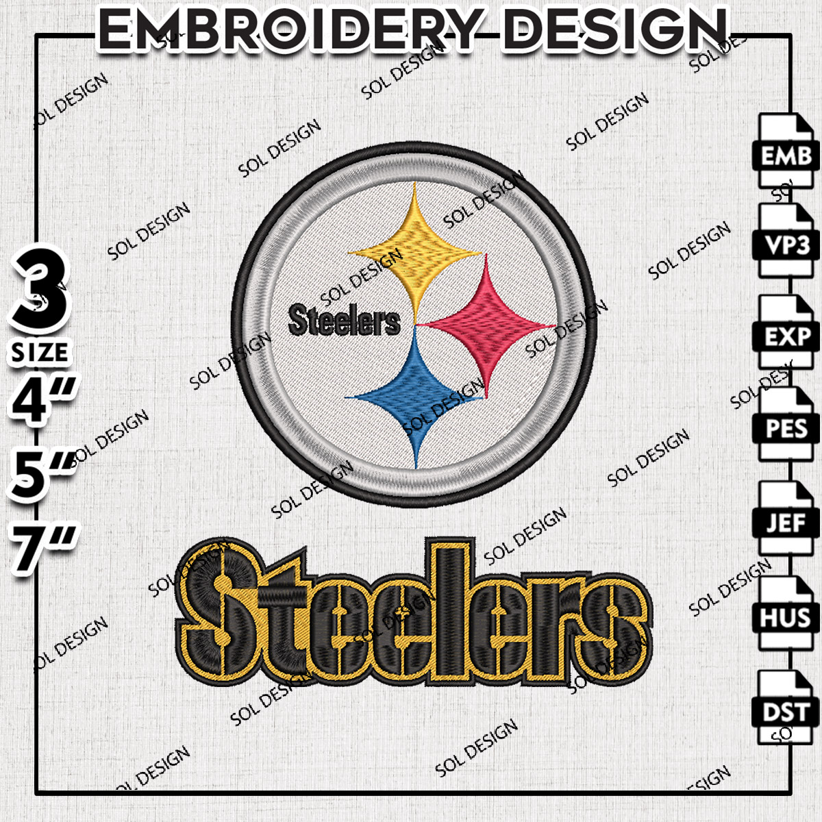 NFL Pittsburgh Steelers Logo Embroidery Design Files, NFL Steelers, NFL ...