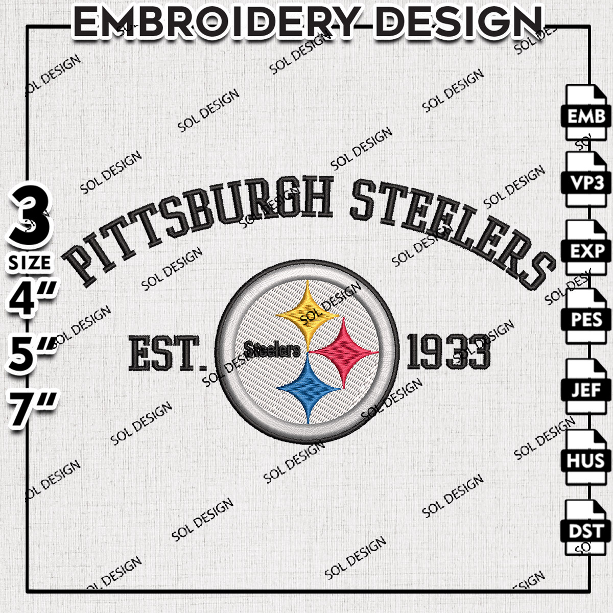NFL Pittsburgh Steelers Est 1933 Embroidery Design Files, NFL Steelers ...