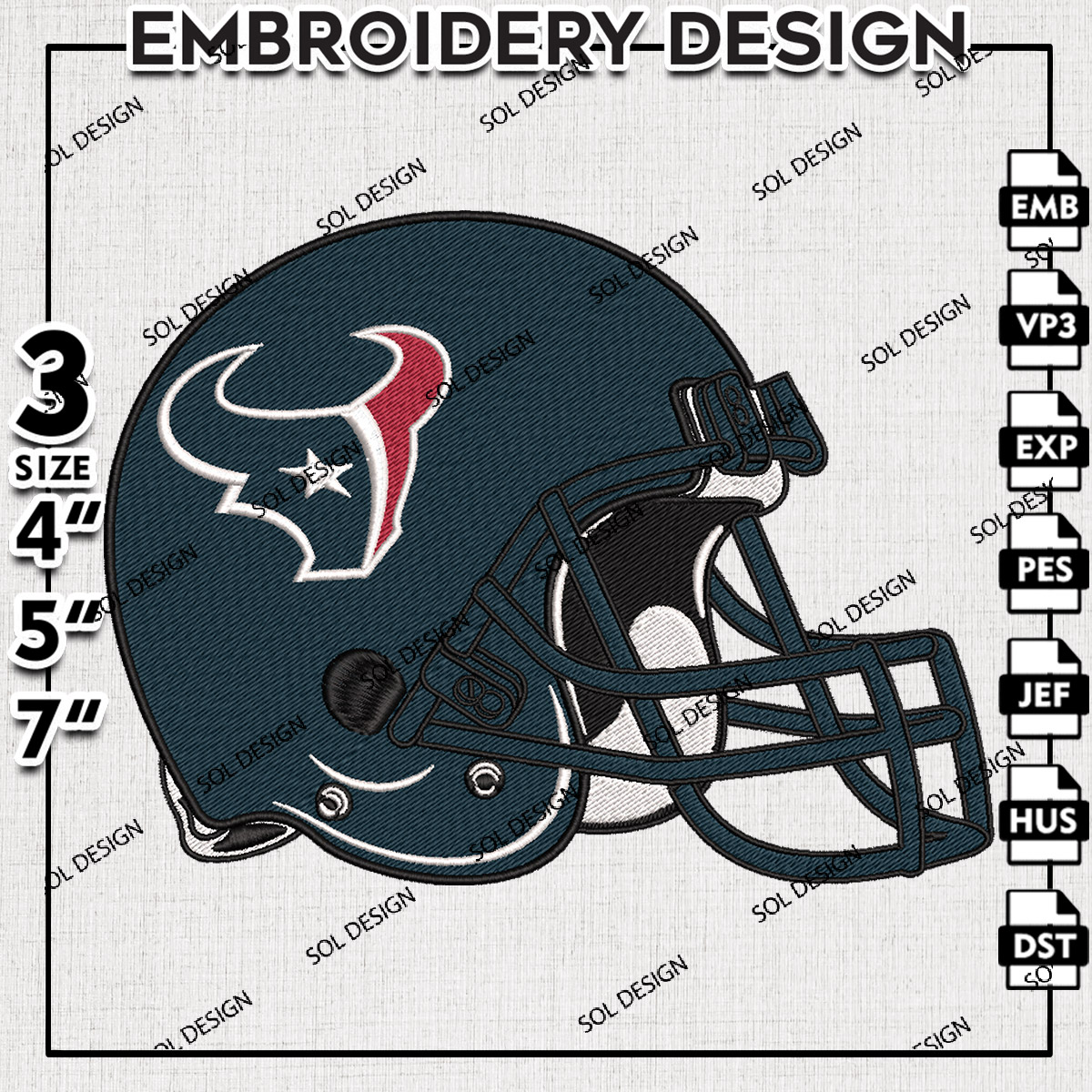NFL Houston Texans Helmet Embroidery Design Files, NFL Texans, NFL ...