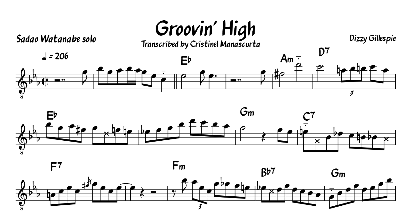 Sadao Watanabe - Groovin' High, flute or piano - Payhip