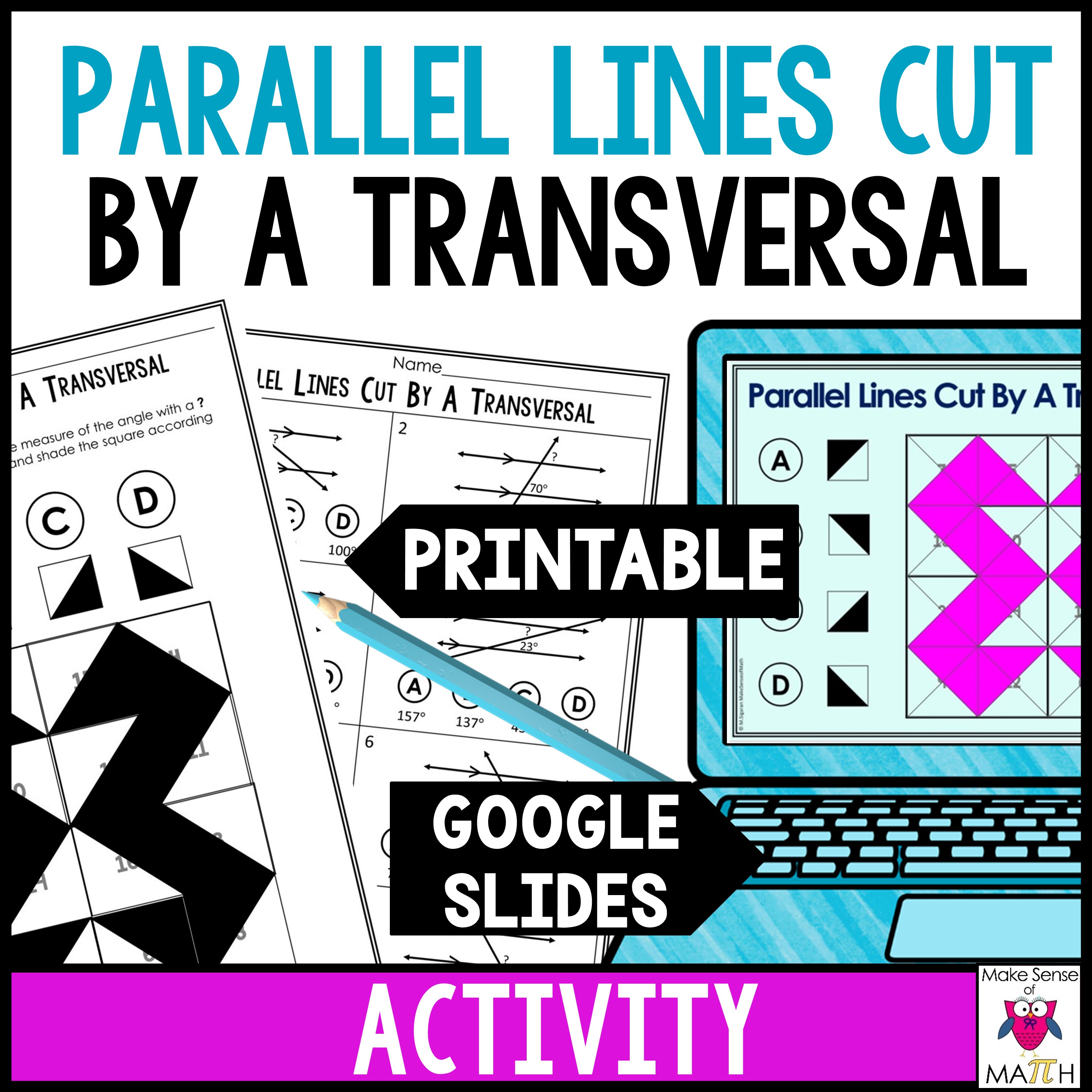 Parallel Lines Cut By A Transversal Activity Worksheet Printable and ...