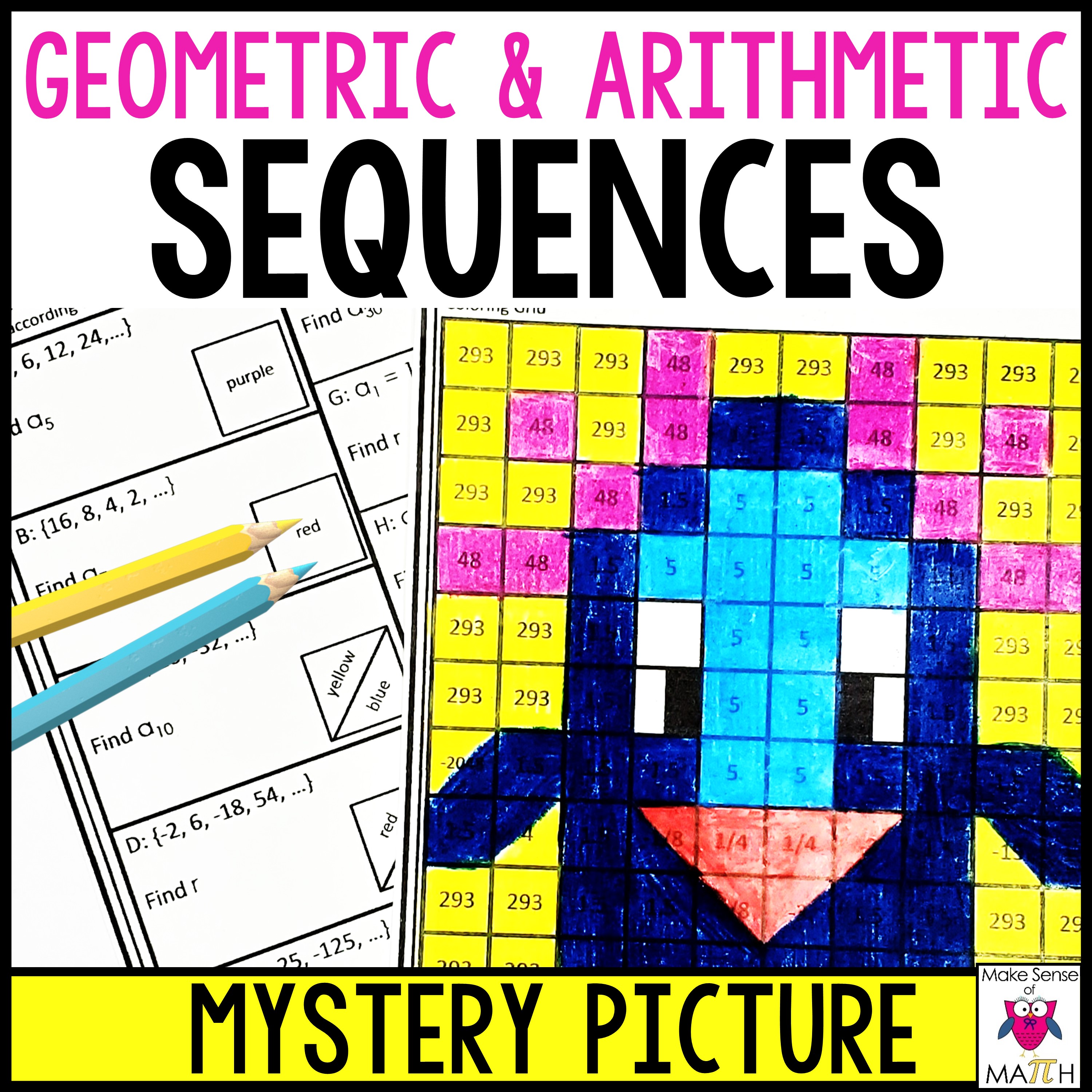 Arithmetic and Geometric Sequence Activity - Mystery Picture