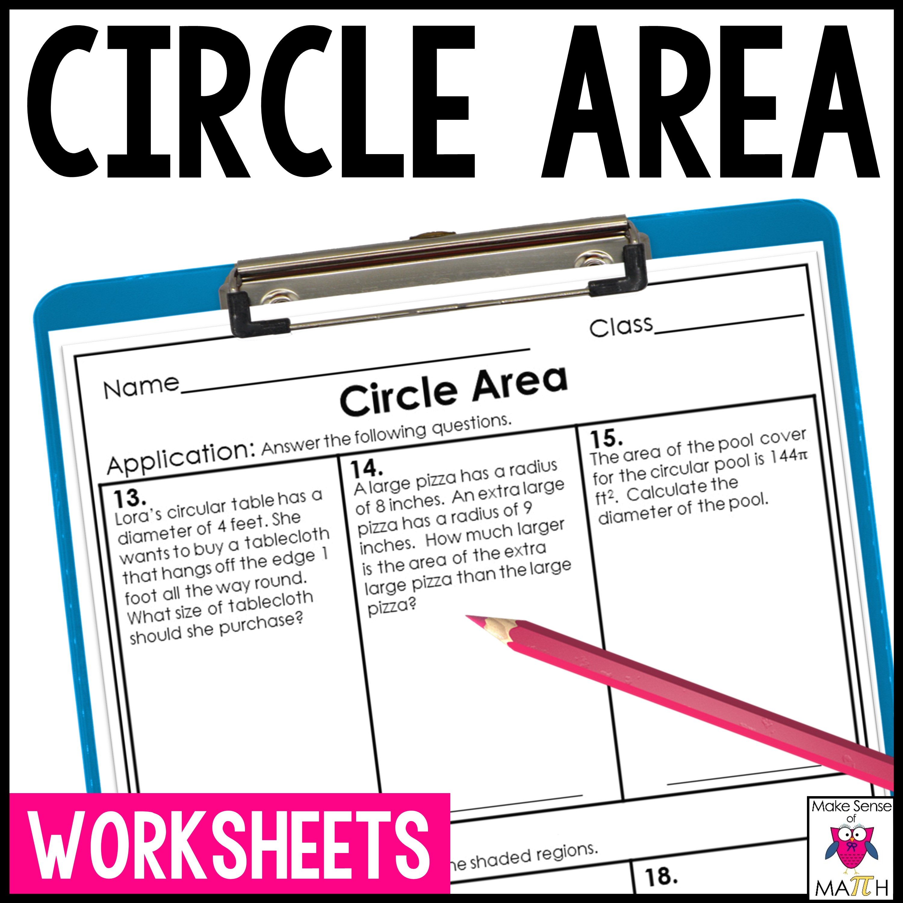 Area of a Circle Worksheets