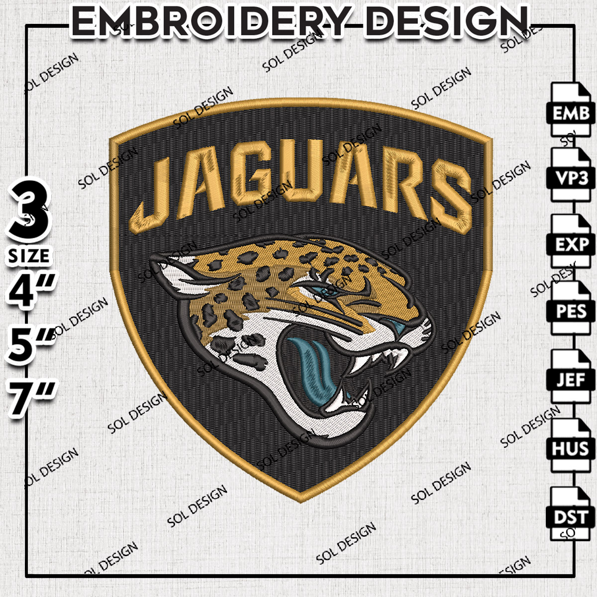 Jacksonville Jaguars Embroidery Designs, NFL Jaguars, NFL Embroidery ...