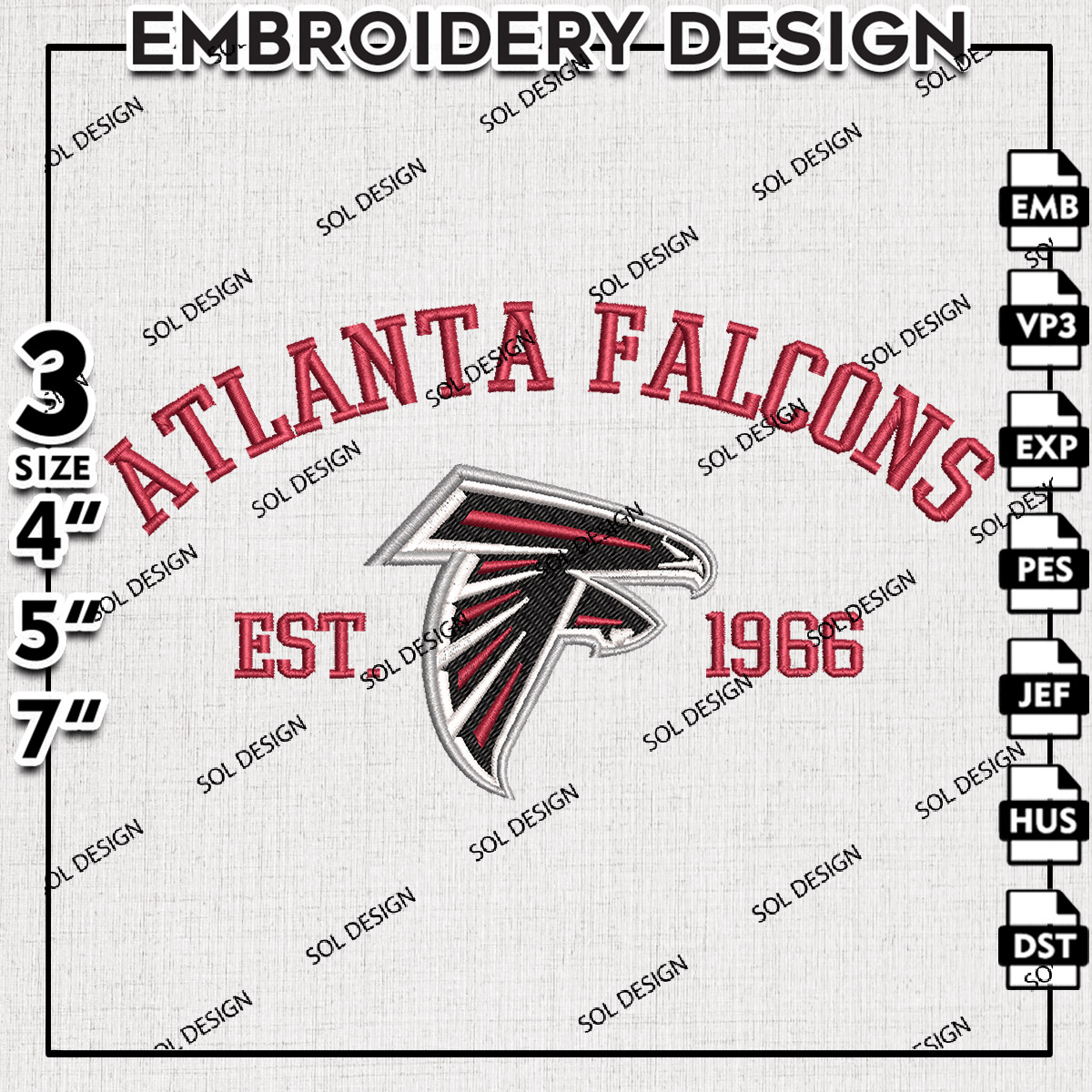 Atlanta Falcons Est 1966 Embroidery Designs, NFL Falcons, NFL ...