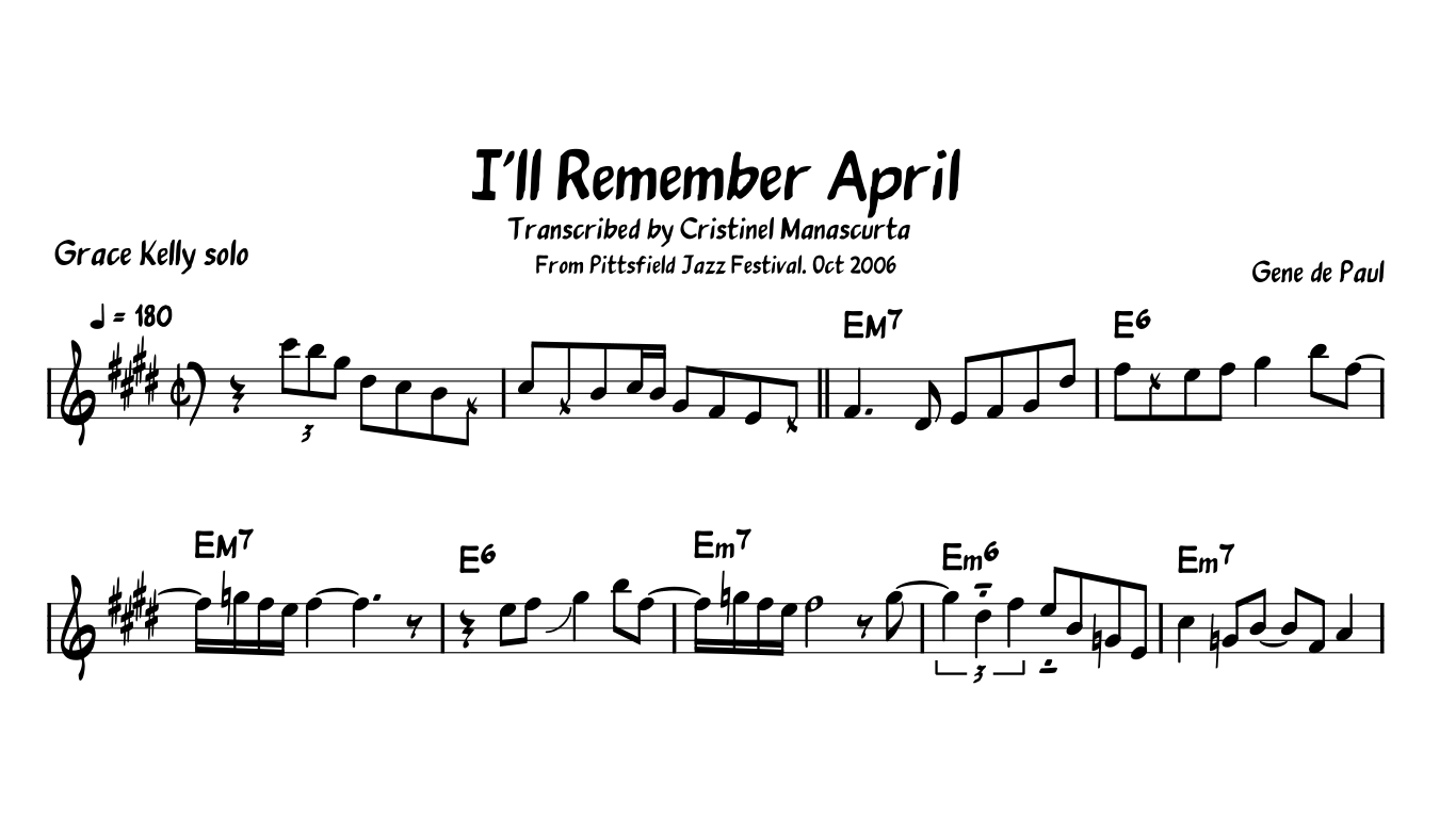 Grace Kelly - I'll Remember April, alto sax - Payhip