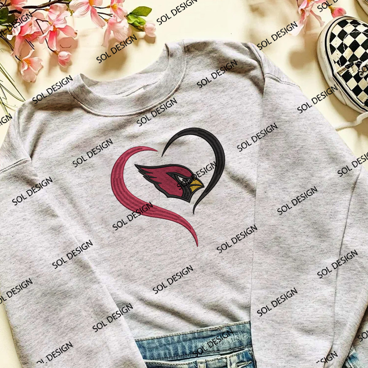 Arizona Cardinals Heart Embroidery Designs, NFL Cardinals, NFL ...